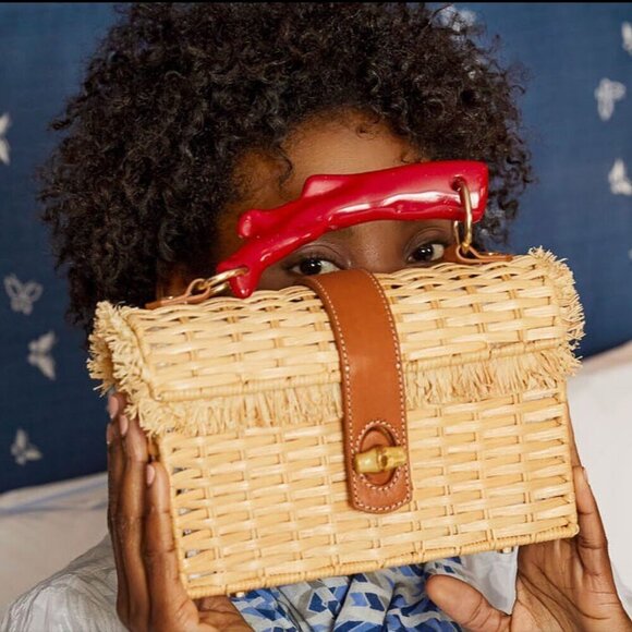 J. McLaughlin | Bags | J Mclaughlin Candace Wicker Handbag With Faux ...